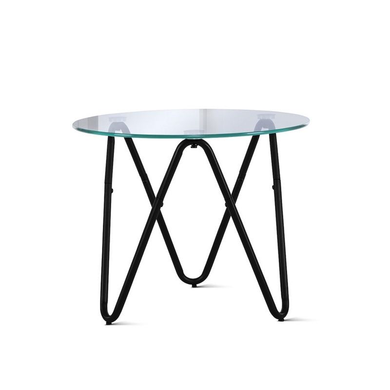 Buy Artiss Coffee Table Glass End Side Tables High Gloss Display Modern ...