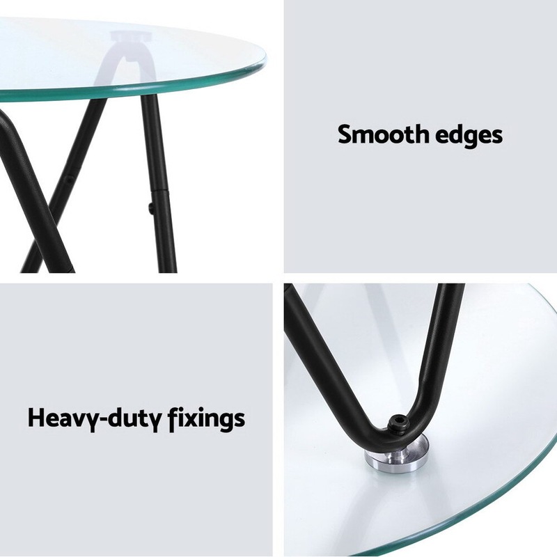 Buy Artiss Coffee Table Glass End Side Tables High Gloss Display Modern ...