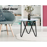 Buy Artiss Coffee Table Glass End Side Tables High Gloss Display Modern ...