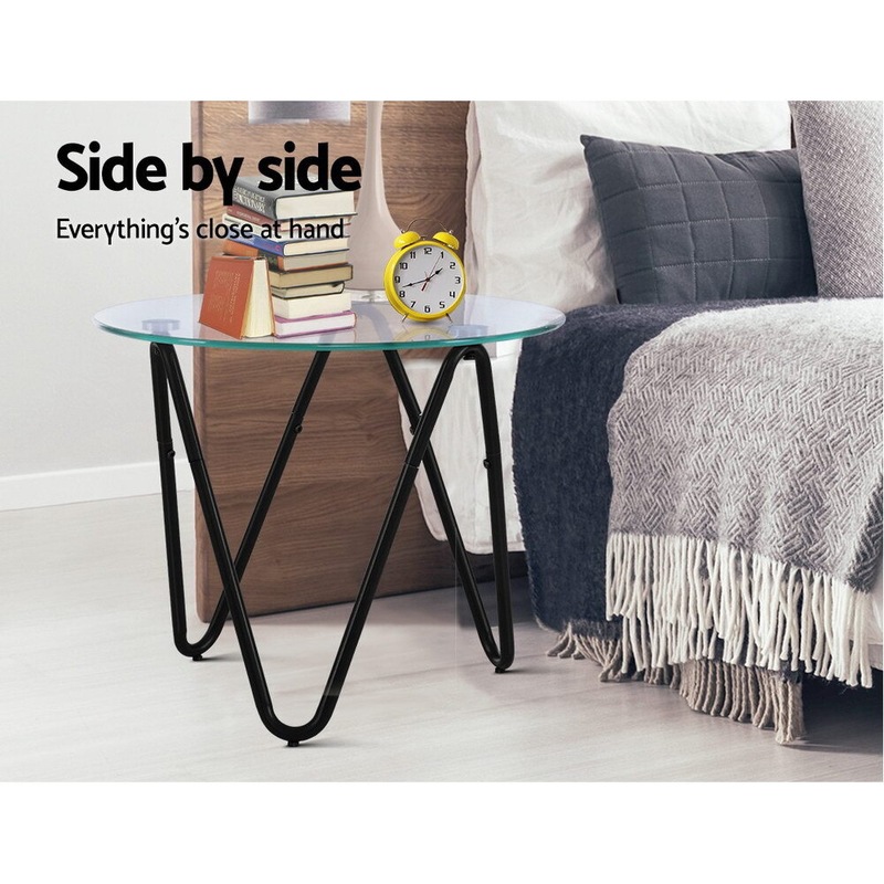 Buy Artiss Coffee Table Glass End Side Tables High Gloss Display Modern ...