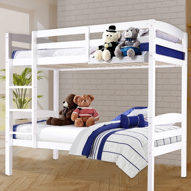 Buy Bunk Bed Single Frame Solid Wooden Pine Children Beds Kids Bedroom Furniture MyDeal