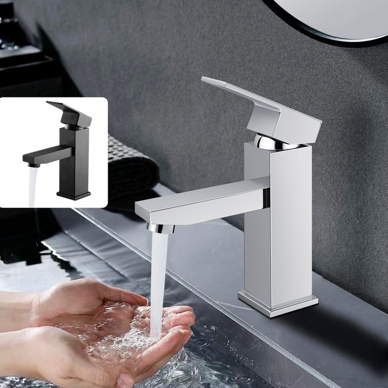Buy ACA Bathroom Taps Square Mixer Tapware Mixer Tap Brass WELS Black/Silver - MyDeal