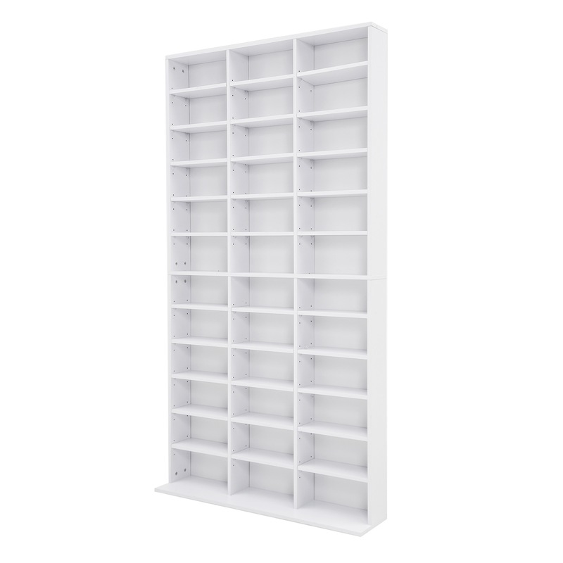 Buy Adjustable Shelves CD DVD Bluray Media Book Storage Cupboard WHITE ...