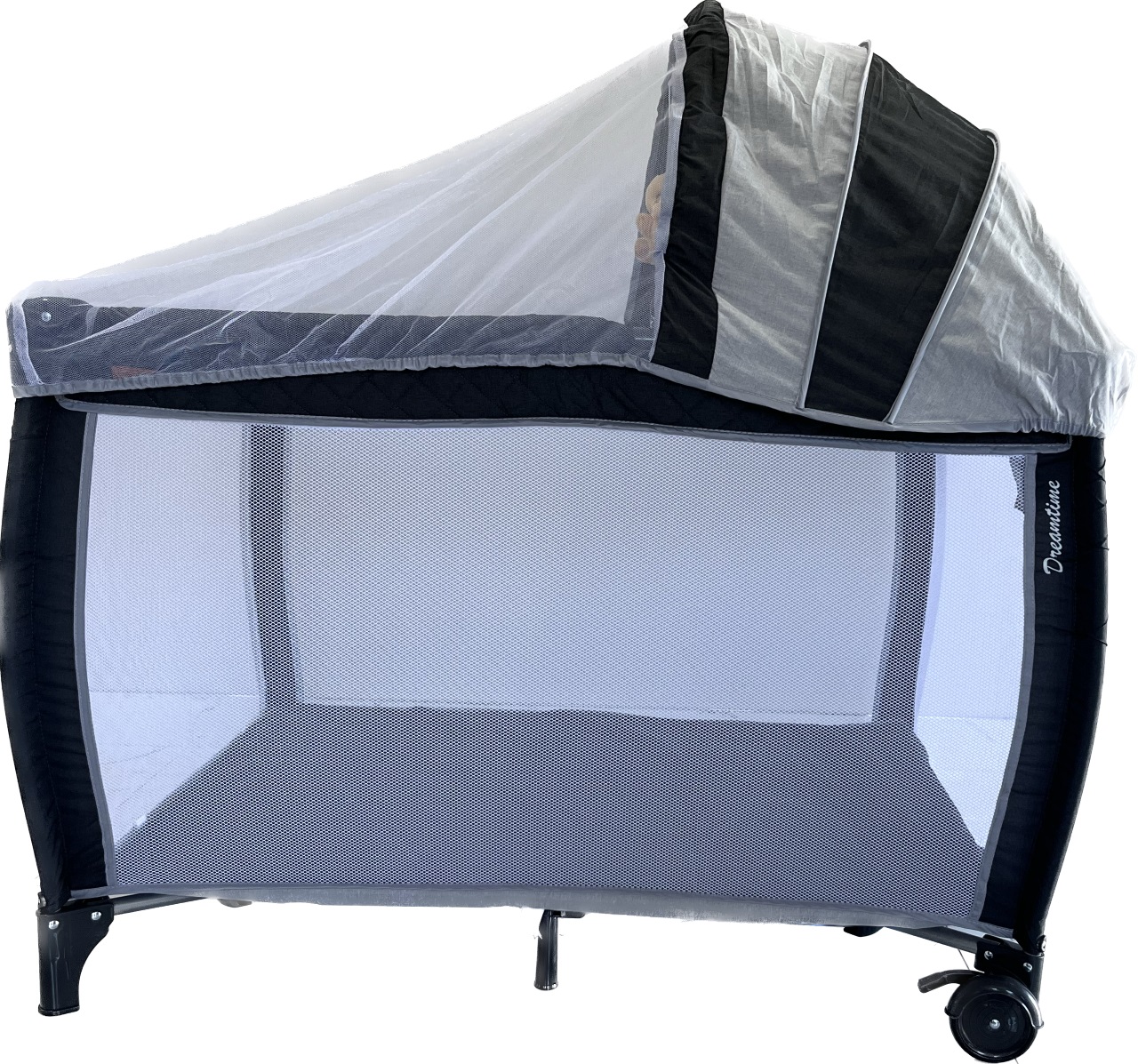 Buy Dreamtime Grey Portacot Travel cot Bassinet Sliding Foldable ...