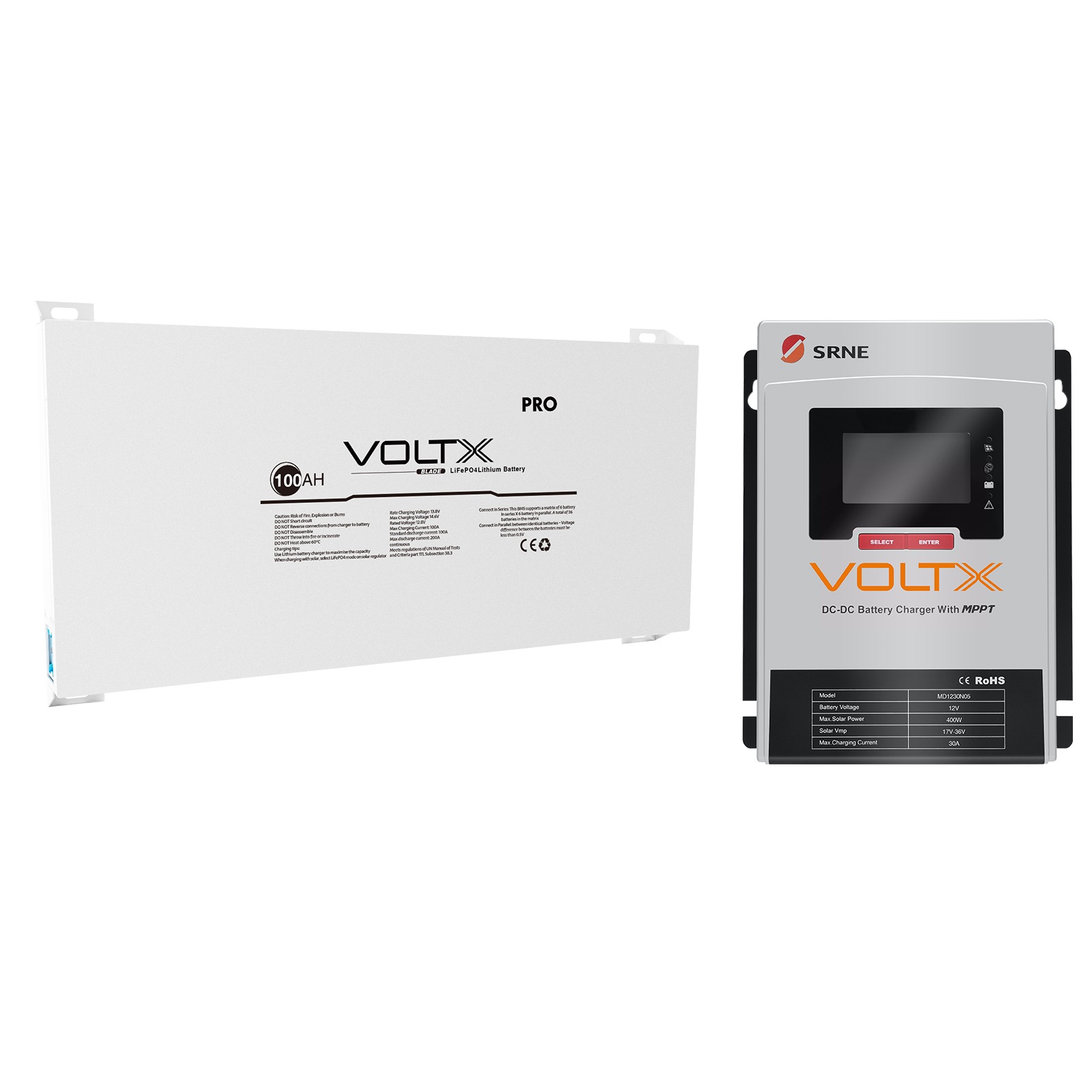 Buy VoltX 12V 100Ah Blade Lithium Battery + 30A DC to DC LiFePO4 Battery Charger Bluetooth ...