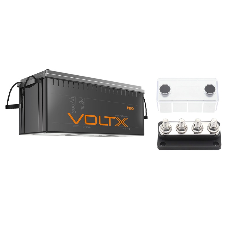 Buy VoltX 12V 300Ah Lithium Battery + Bus Bar M8 Power Distribution Terminal Block (4 GANG 300A ...
