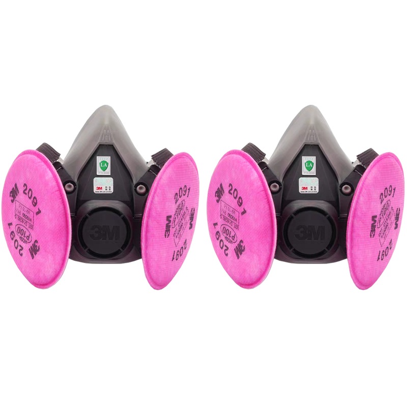 Buy 2pcs 3M 6200 Reusable Half Face Dust Masks + 4pcs 3M 2091 P100 ...