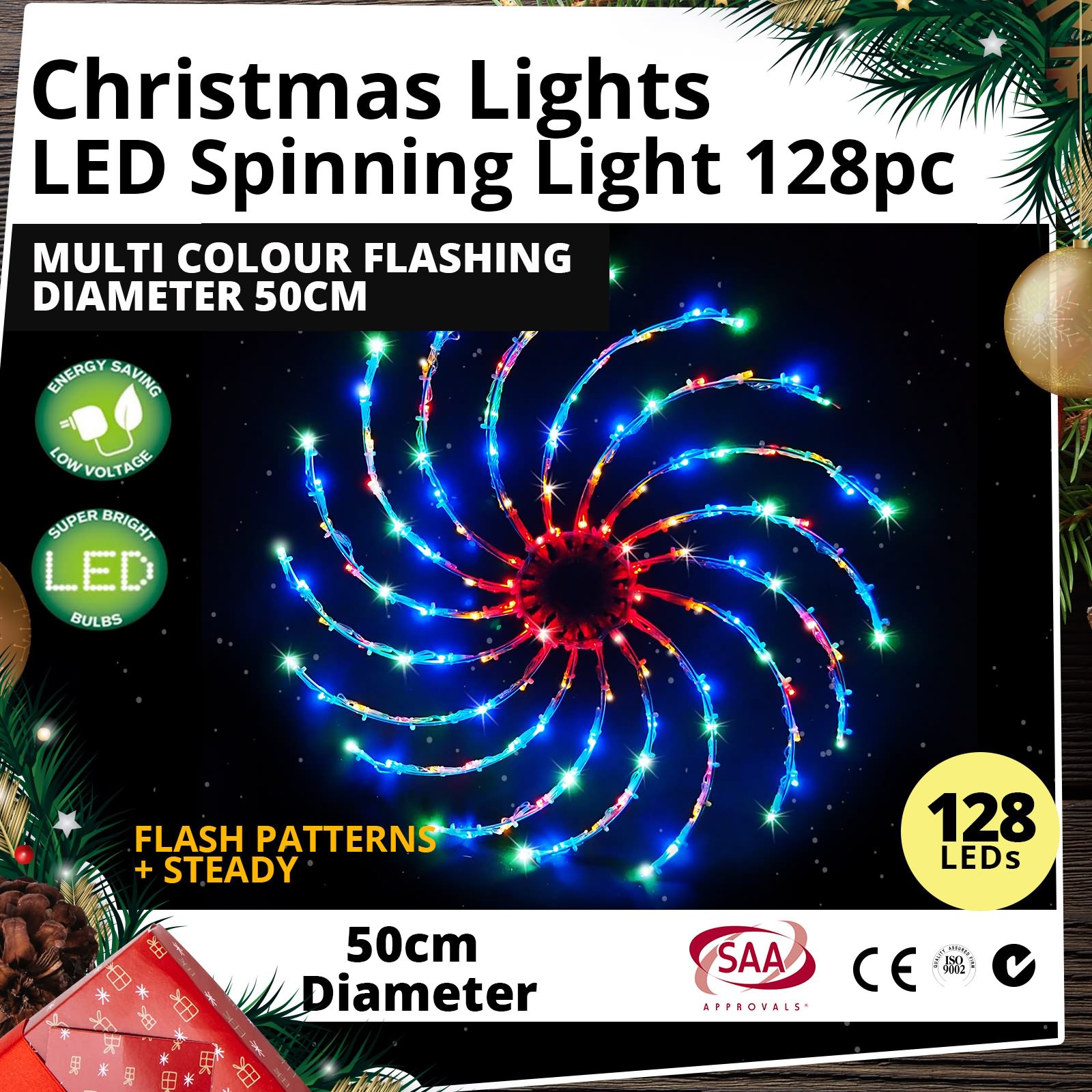 Buy Stockholm Christmas Lights 128 LEDs Spinning Multi Colour Fairy ...