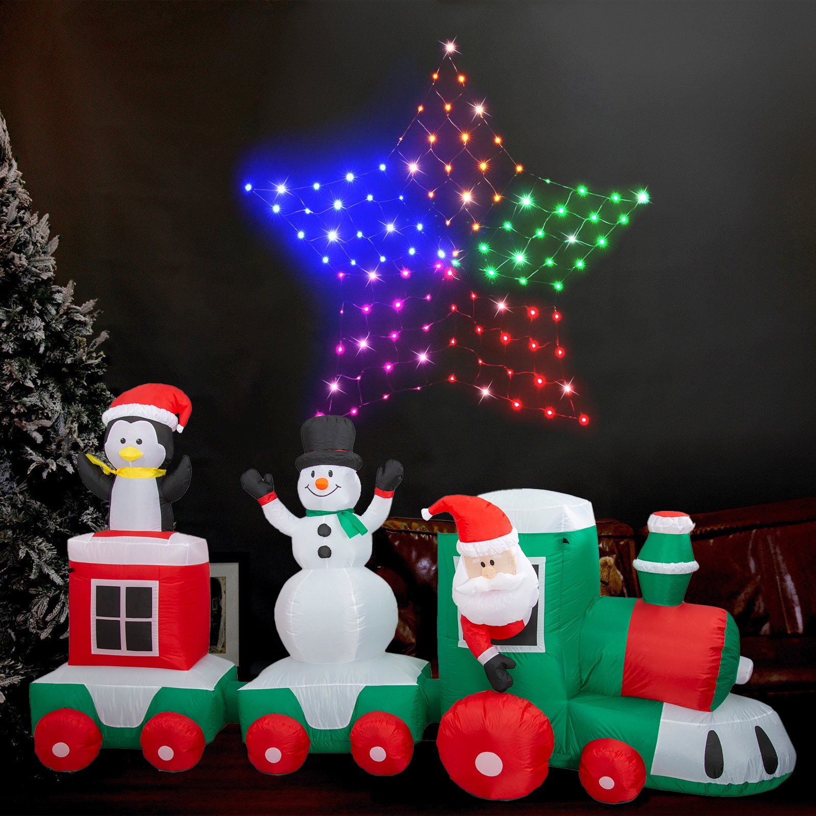 Buy Stockholm Christmas Lights Inflatable Santa Train Solar Star Net ...