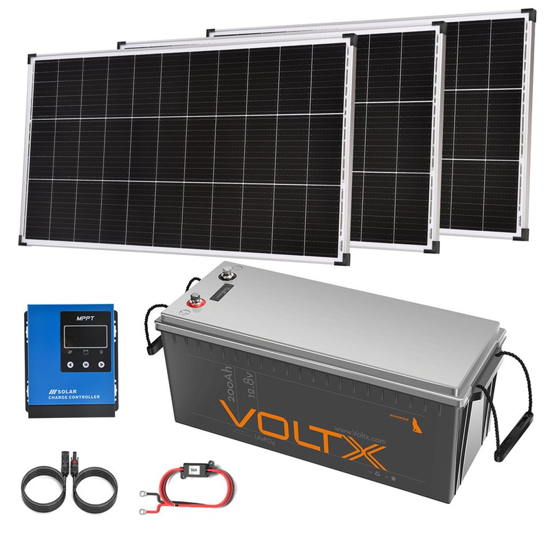 Buy VoltX 12V 200Ah LiFePO4 3x 160W Solar Panel Fixed 23.5% High ...