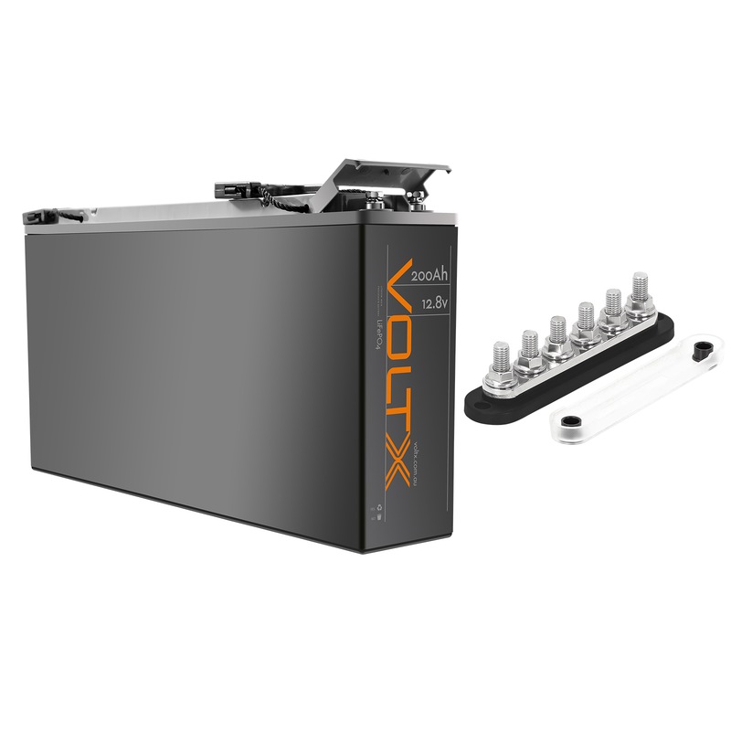 Buy VoltX 12V 200Ah Slim Lithium Battery + Bus Bar M8 Power ...