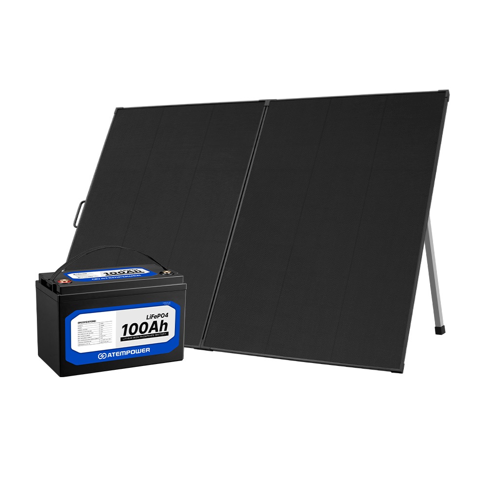 Buy Atem Power 100AH 12V LiFePO4 Lithium Battery + 12V 300W Folding ...
