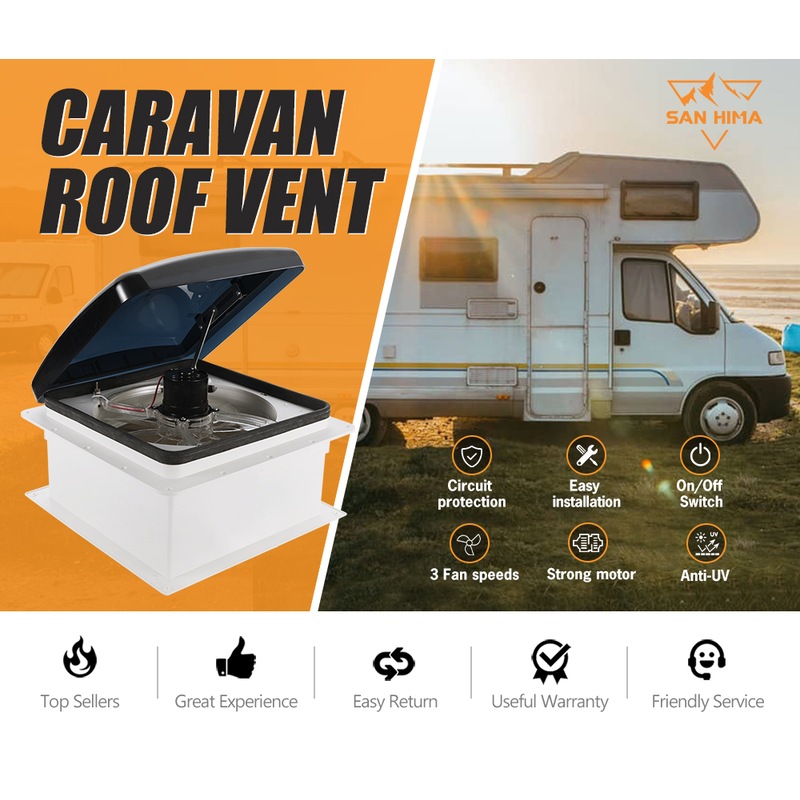 Buy SAN HIMA Caravan Roof Vent Hatch Pop up Fan Vents 12V RV 3 Speed ...