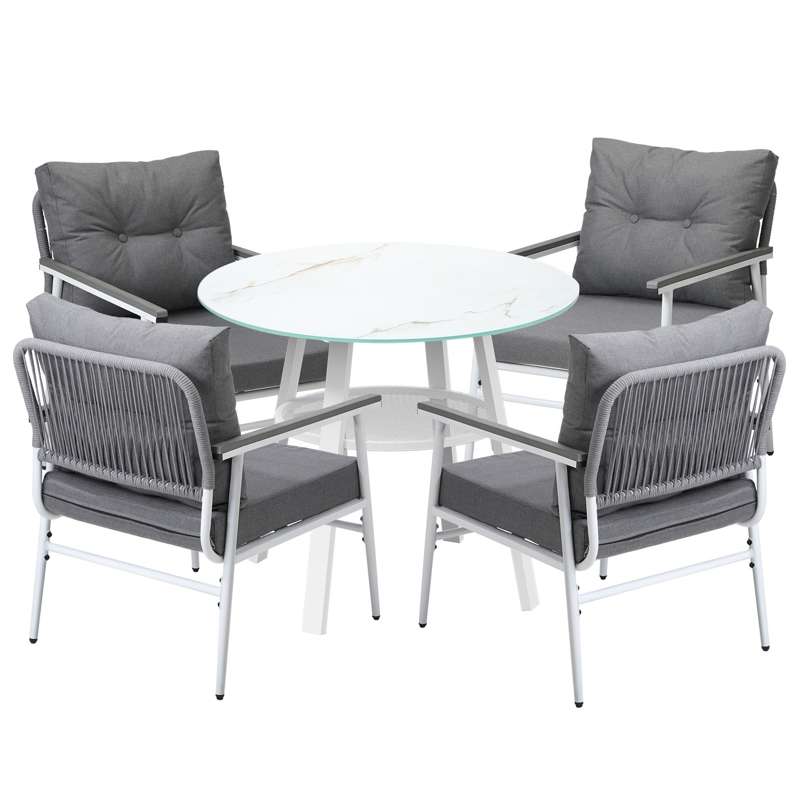 Buy Livsip Outdoor Dining Setting Patio Furniture Set 4 Seater Tempered ...