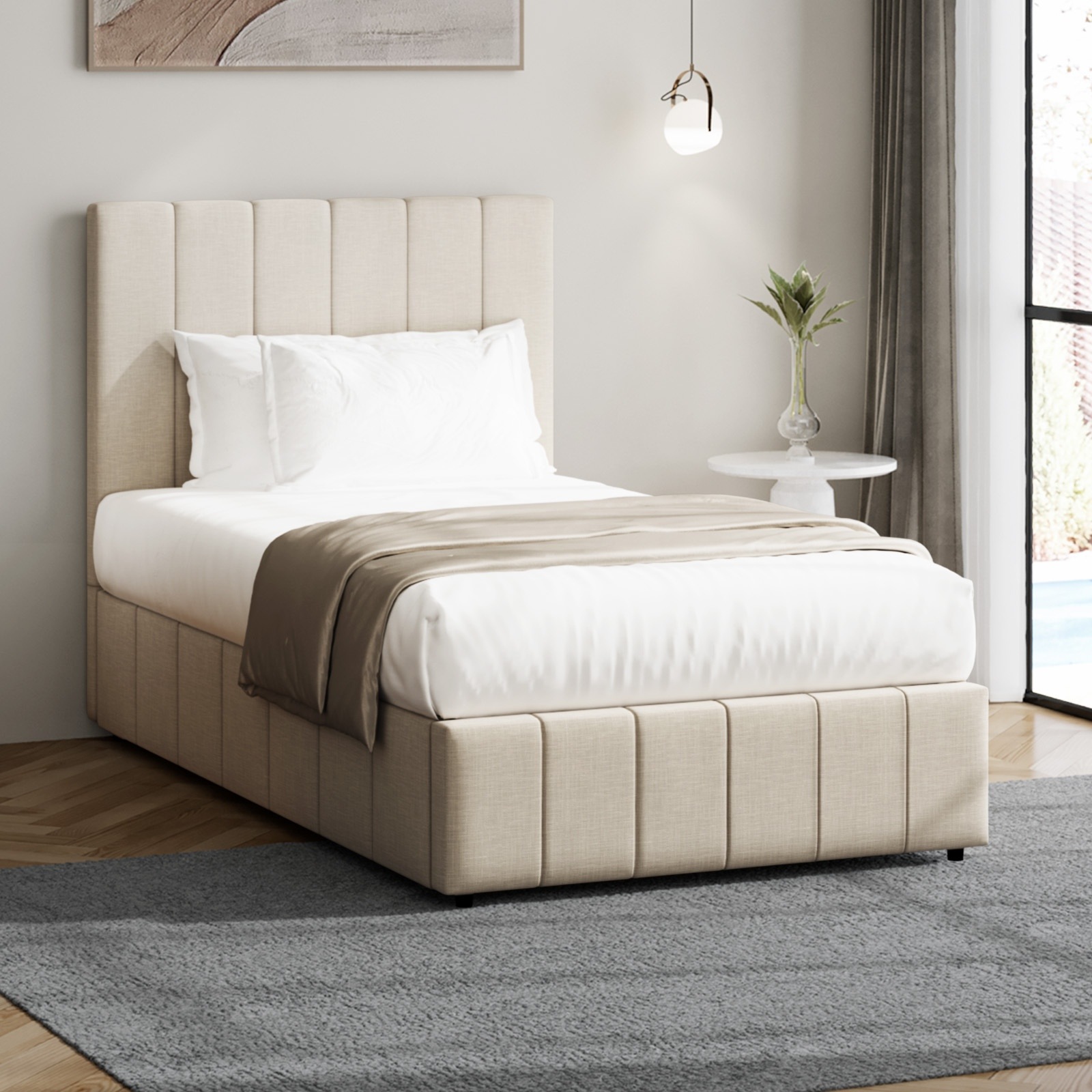 Buy Oikiture Bed Frame King Single Beds Platform Gas Lift Storage Base ...