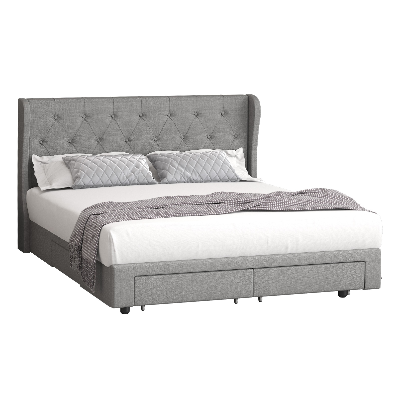 Buy Oikiture Bed Frame Queen Size Base With Storage Drawers - MyDeal ...