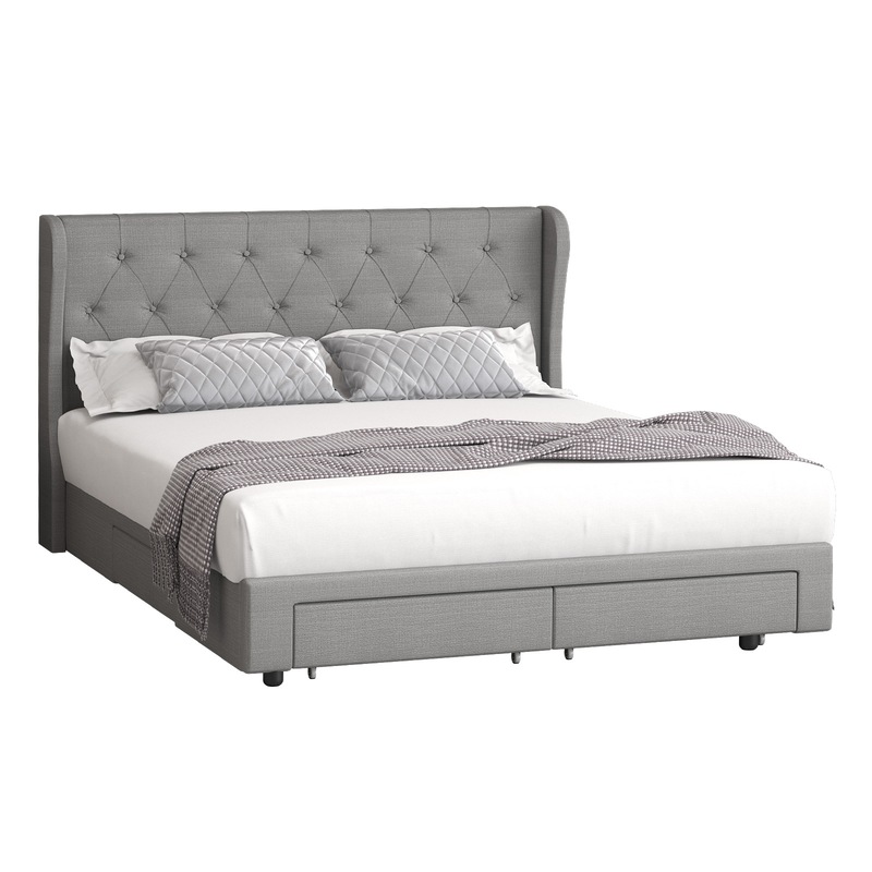Buy Oikiture Bed Frame Queen Size Base With Storage Drawers - MyDeal