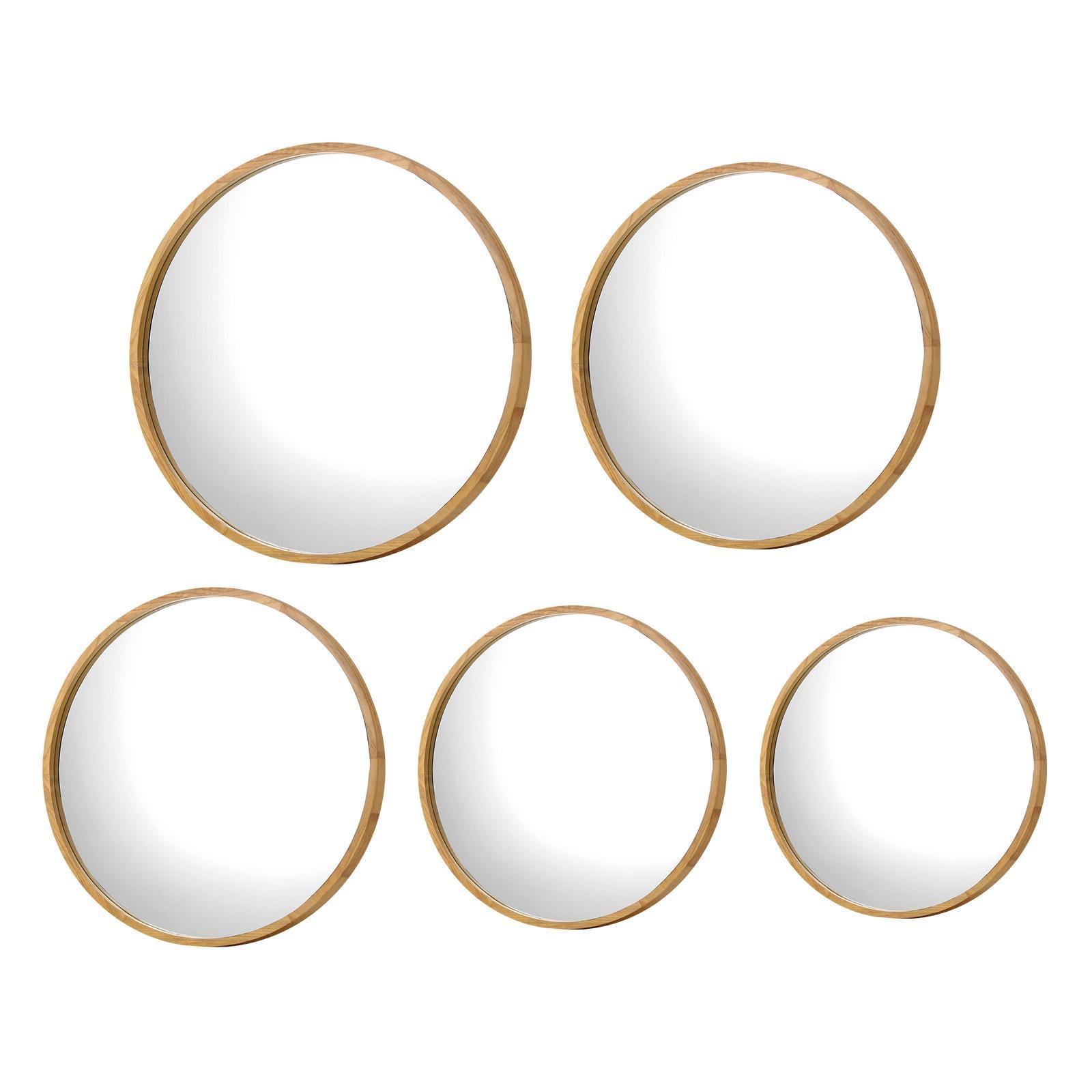 Buy Oikiture Wooden Wall Round Mirrors Makeup Mirror Home Decro 50/60 ...
