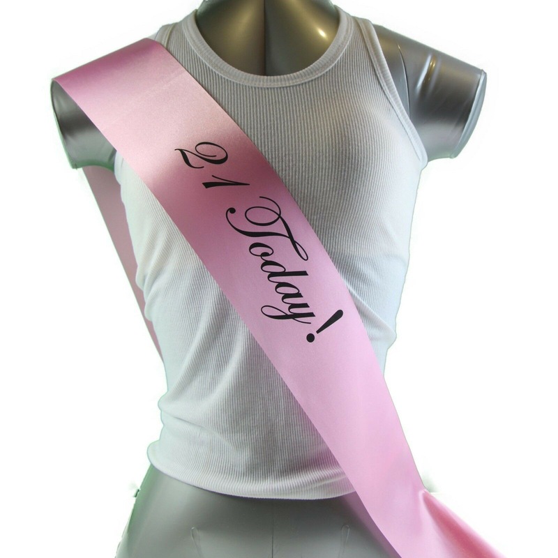 Buy 21St Birthday Sash - 21 Today! Party - Light Pink/Black Edwardian ...
