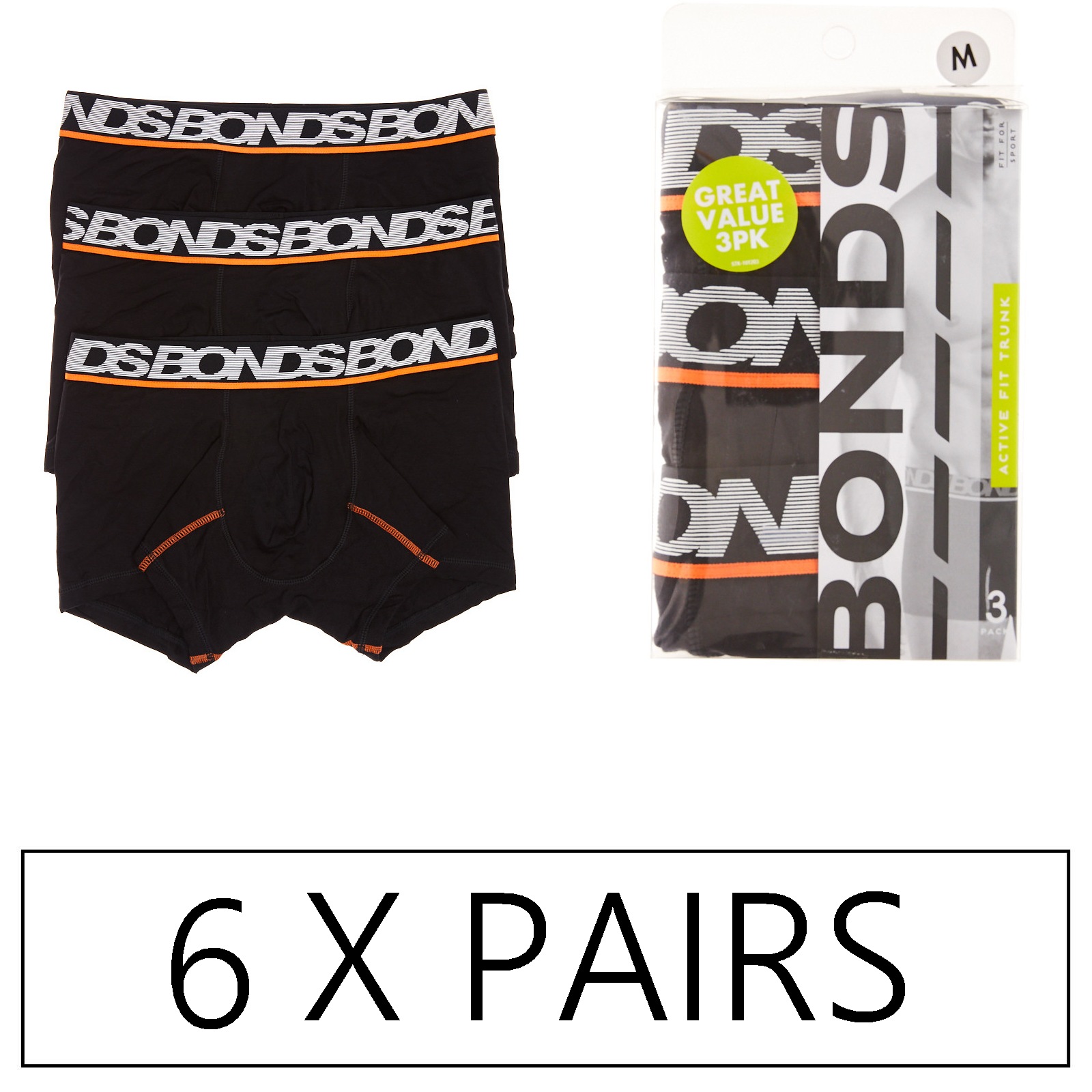 Buy 6 X Bonds Active Fit Trunks - Underwear Trunks Jocks - MyDeal Australia
