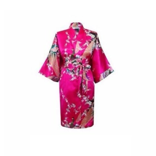 Buy Bride Bridesmaid Gown Robe Satin Kimono Short Floral Bridal Wedding ...