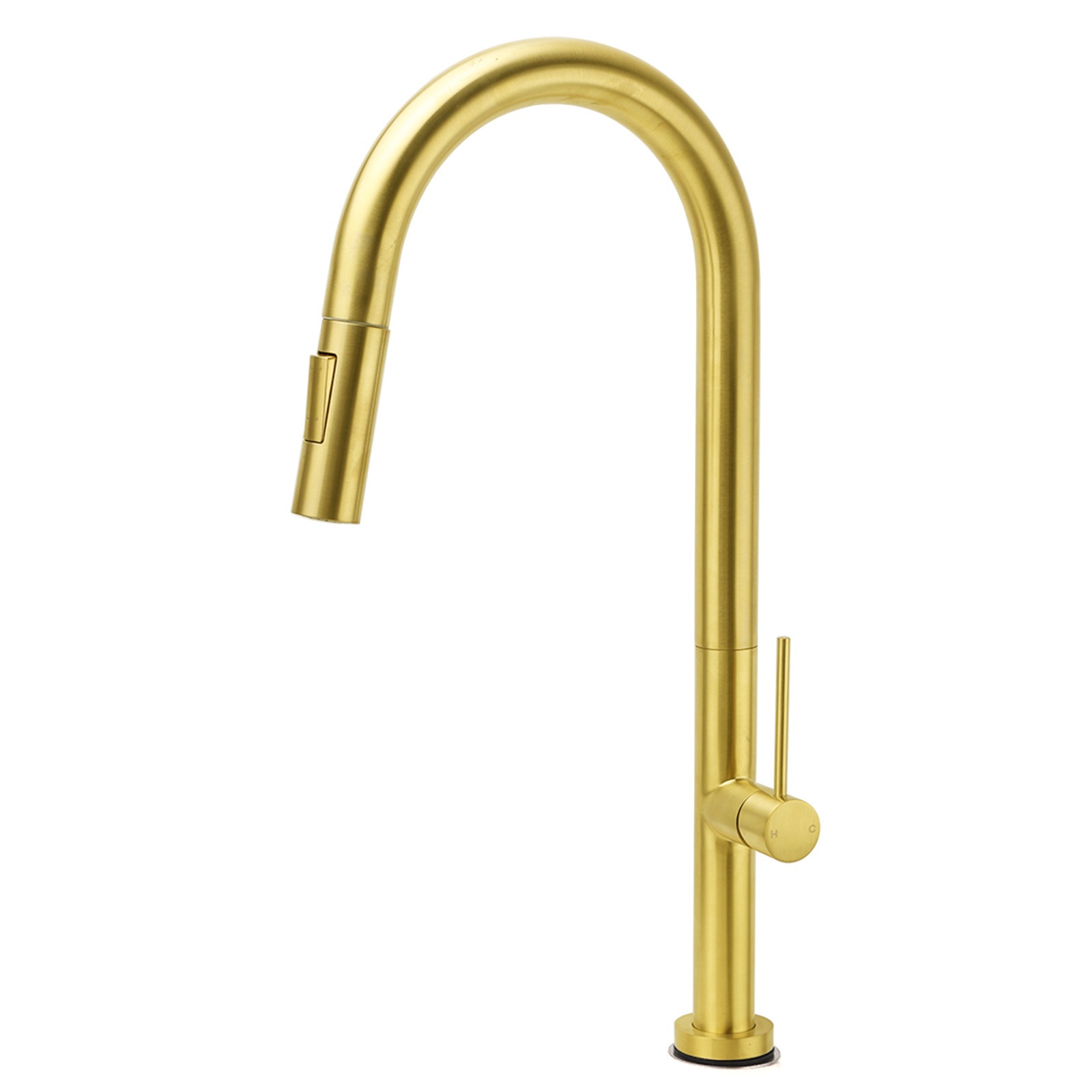 Buy Brushed Gold Round Pull Out 2 Modes Spray Spout Kitchen Sink Tap ...