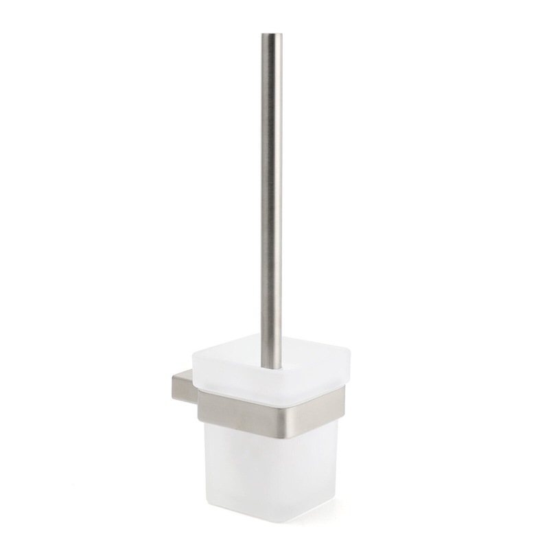 Buy Brushed Nickel Steel Square Bathroom Wall Mounted Toilet Brush