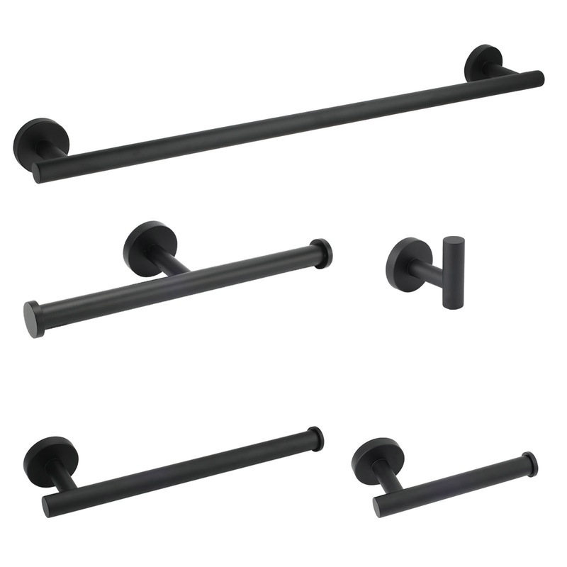Buy Matt Black Bathroom Towel Rack Rail Layer Bar Toilet Paper Roll ...