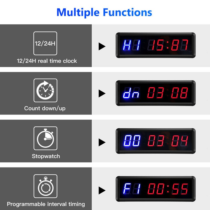 1.5" Digital Countdown Timer LED Interval Timer Clock Remote crossfit ...