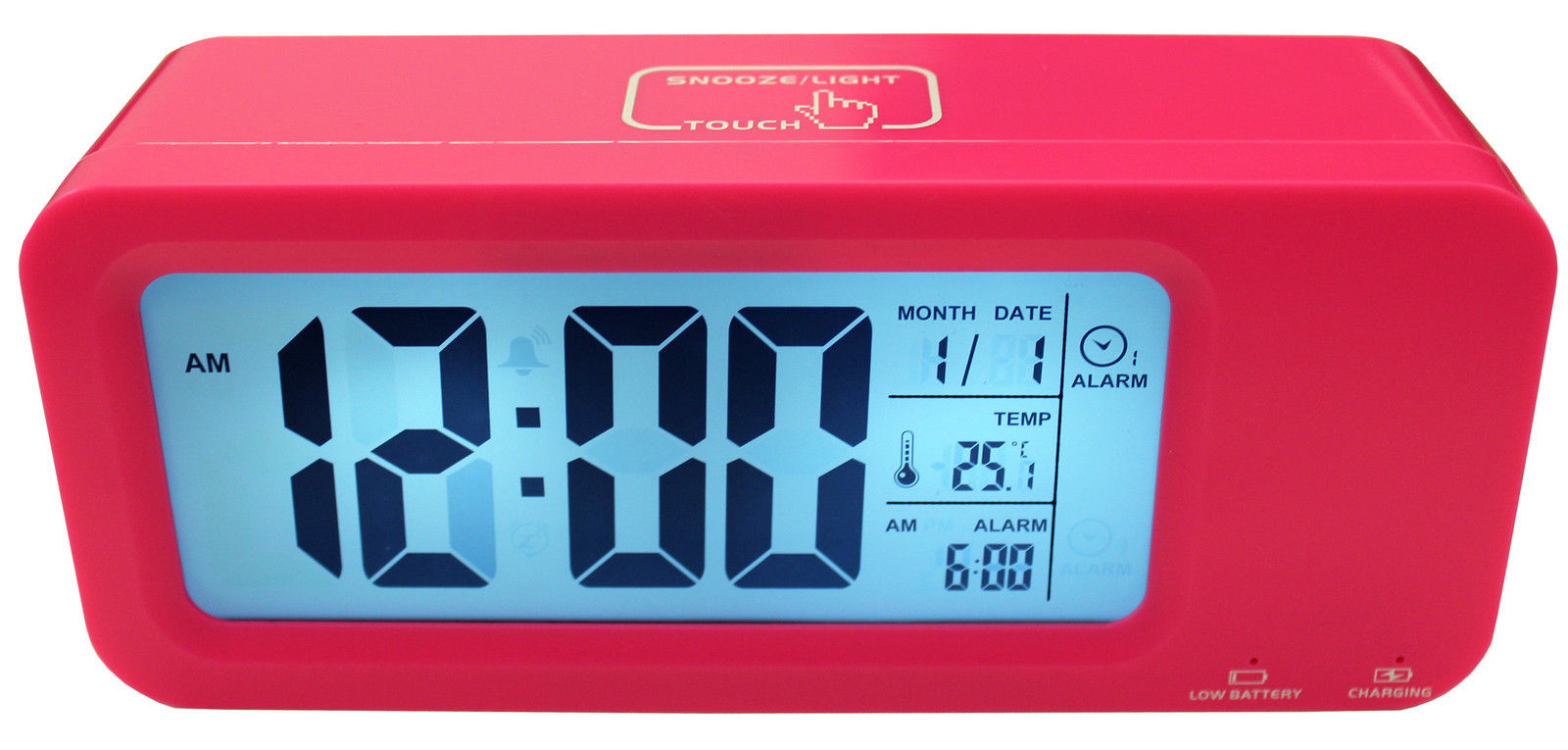 Portable Smart Lcd Alarm Clock Rechargeable Lithium Battery Date Temp ...