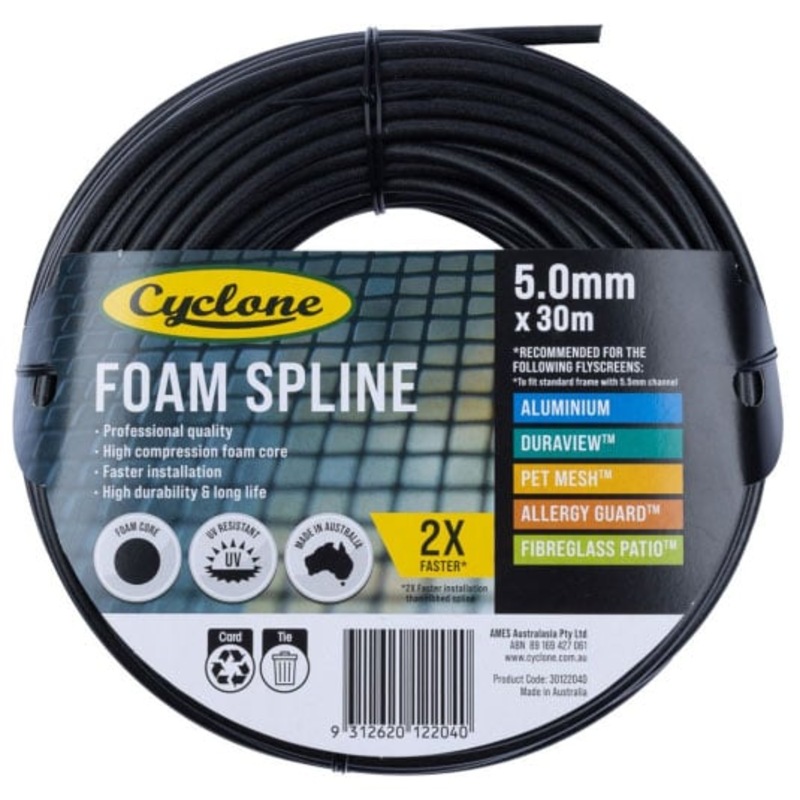 Buy Cyclone Pro Series Insect Fly Screening Foam Spline 5.0mm x 30m ...