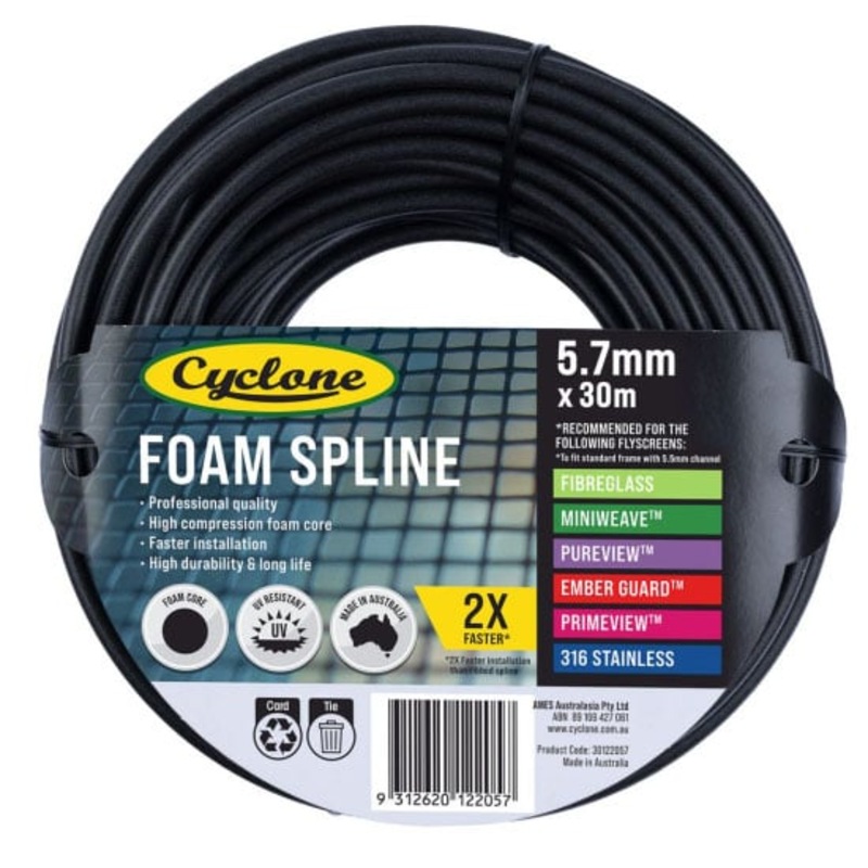 Buy Cyclone Pro Series Insect Fly Screening Foam Spline 5.7mm x 30m ...