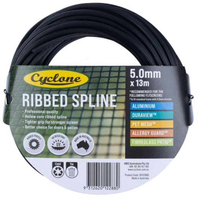 Buy Cyclone Tufflite Insect Fly Screening Ribbed Spline 5mm x 13m - MyDeal