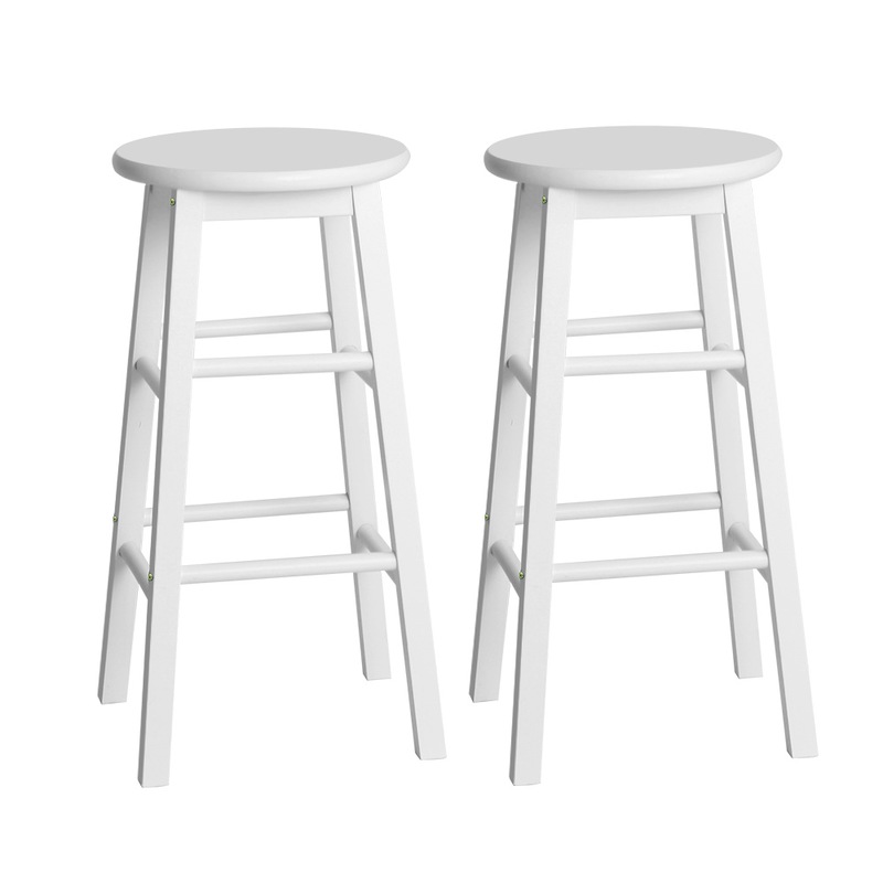 Buy Artiss 2x Bar Stools Round Chairs Wooden White - MyDeal
