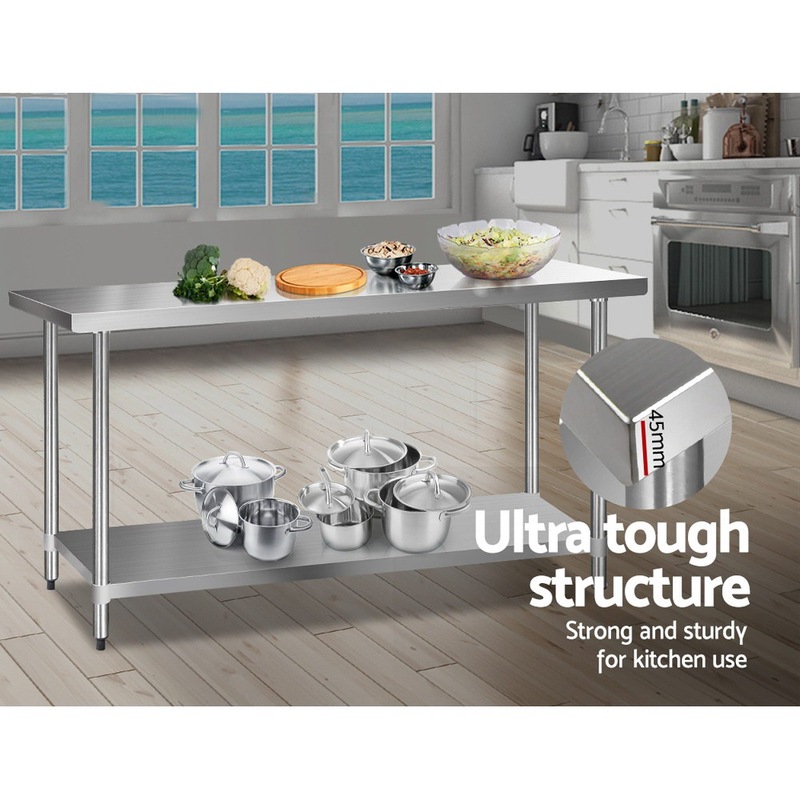 Buy Cefito 1829x610mm Stainless Steel Kitchen bench 430 Food Grade Work ...