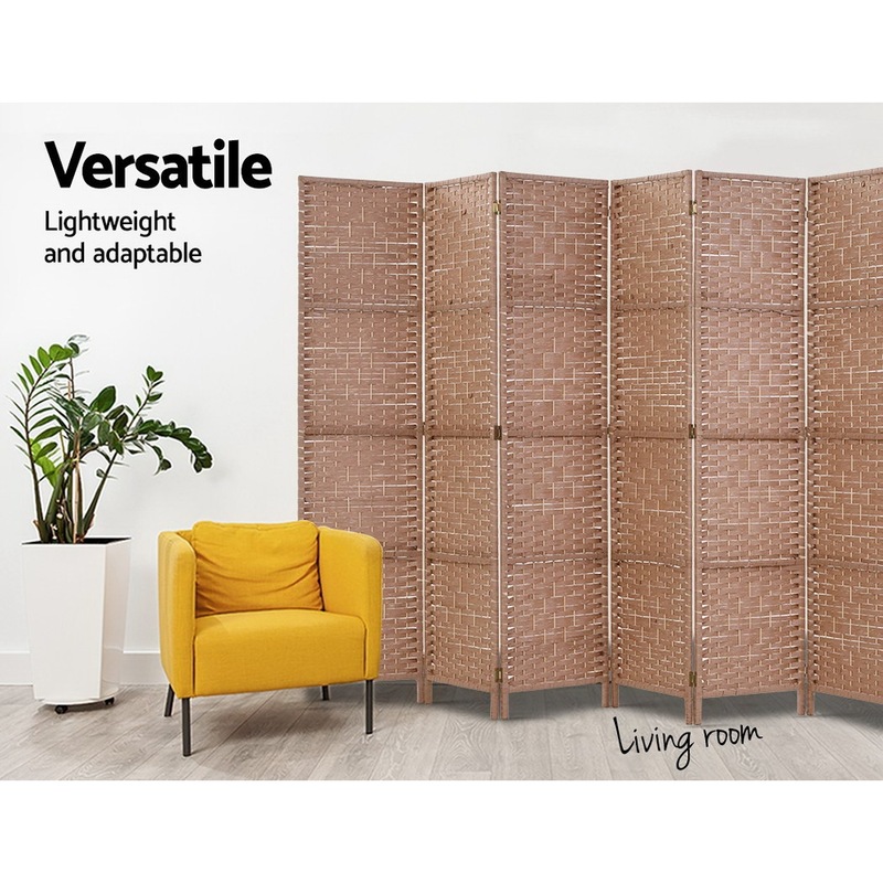 Buy 6 Panel Artiss Room Divider Screen 245x170cm Woven Natural - MyDeal