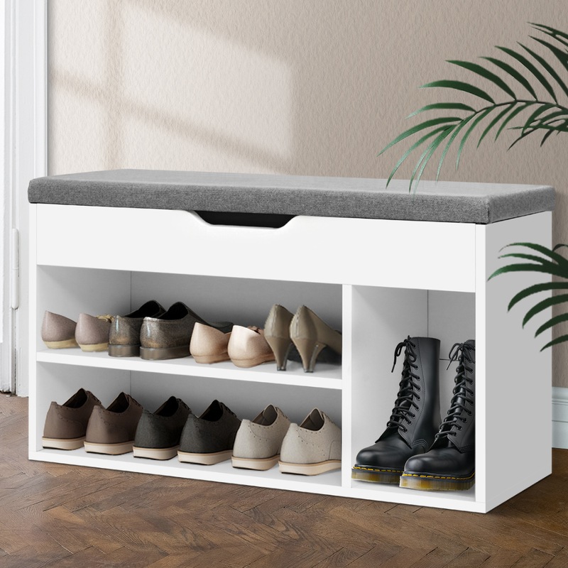Buy 9 Pairs Artiss Shoe Rack Shoe Cabinet Bench White Allen - MyDeal