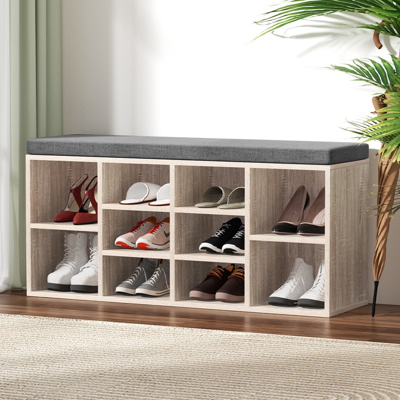 Buy Artiss Shoe Cabinet Bench Shoes Rack Storage Shelf 10 Cubes ...