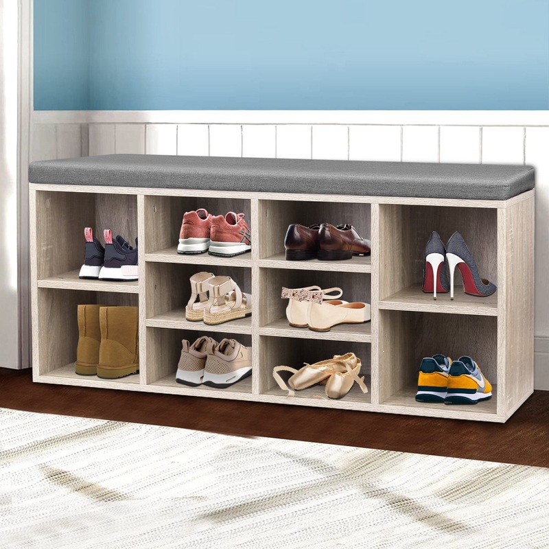Buy Artiss Shoe Cabinet Bench Shoes Rack Storage Shelf 10 Cubes ...