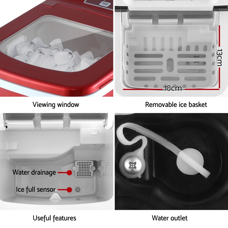 Buy Devanti 2L Ice Maker Ice Cube Machine Portable (Black, Red, Silver ...