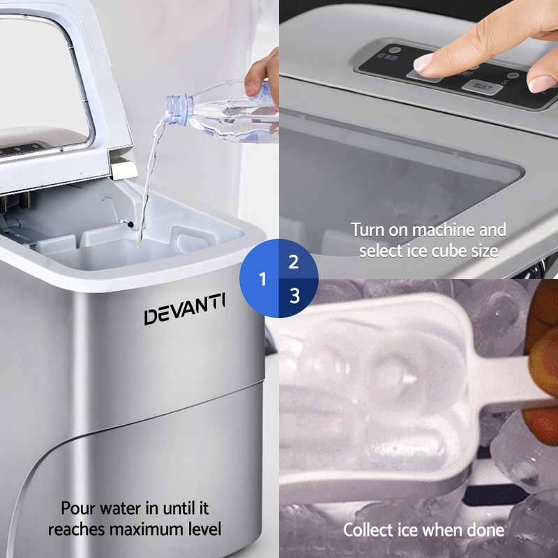 Buy Devanti 2L Ice Maker Ice Cube Machine Portable (Black, Red, Silver ...