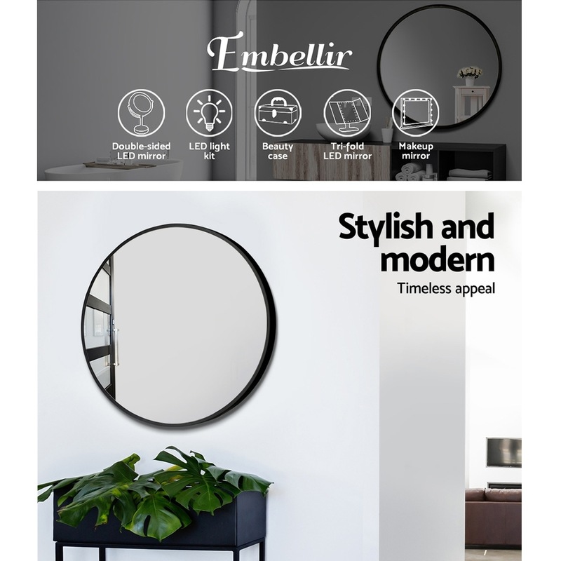 Buy Embellir Wall Mirror Round Makeup Mirror Bathroom 50cm - MyDeal