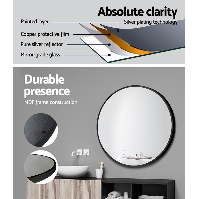 Buy Embellir Wall Mirror Round Makeup Mirror Bathroom 50cm - MyDeal