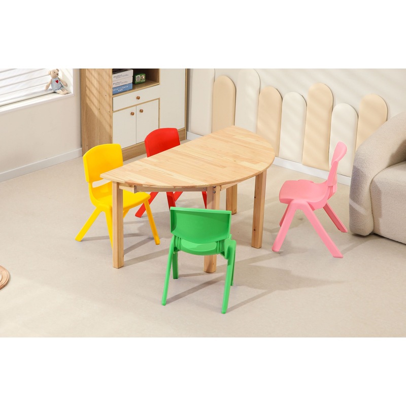 Buy 120x60cm Semi Circle Timber Pinewood Wooden Kids Table Activity ...