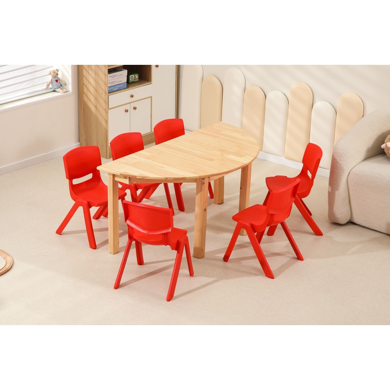 Buy 120x60cm Semi Circle Timber Pinewood Wooden Kids Table Activity ...