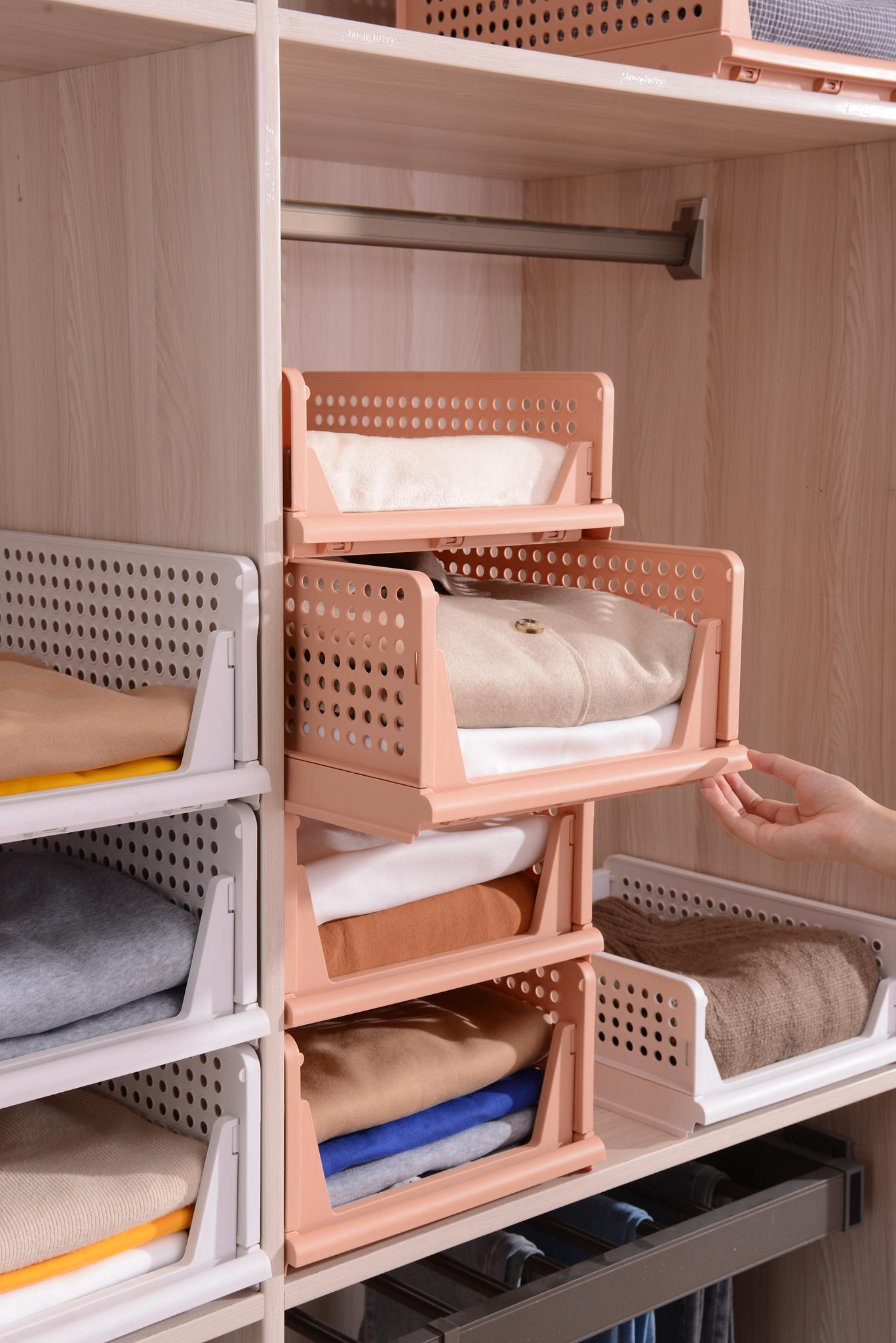 Buy 2x Foldable Stackable Slidable Multi Purpose Plastic Storage Drawer ...