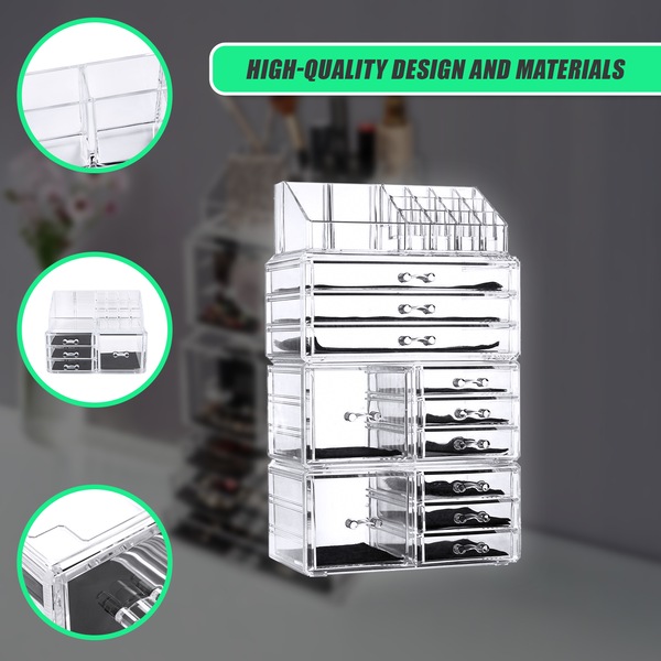 Buy 11 Drawers Clear Acrylic Tower Organiser Cosmetic jewellery Luxury ...