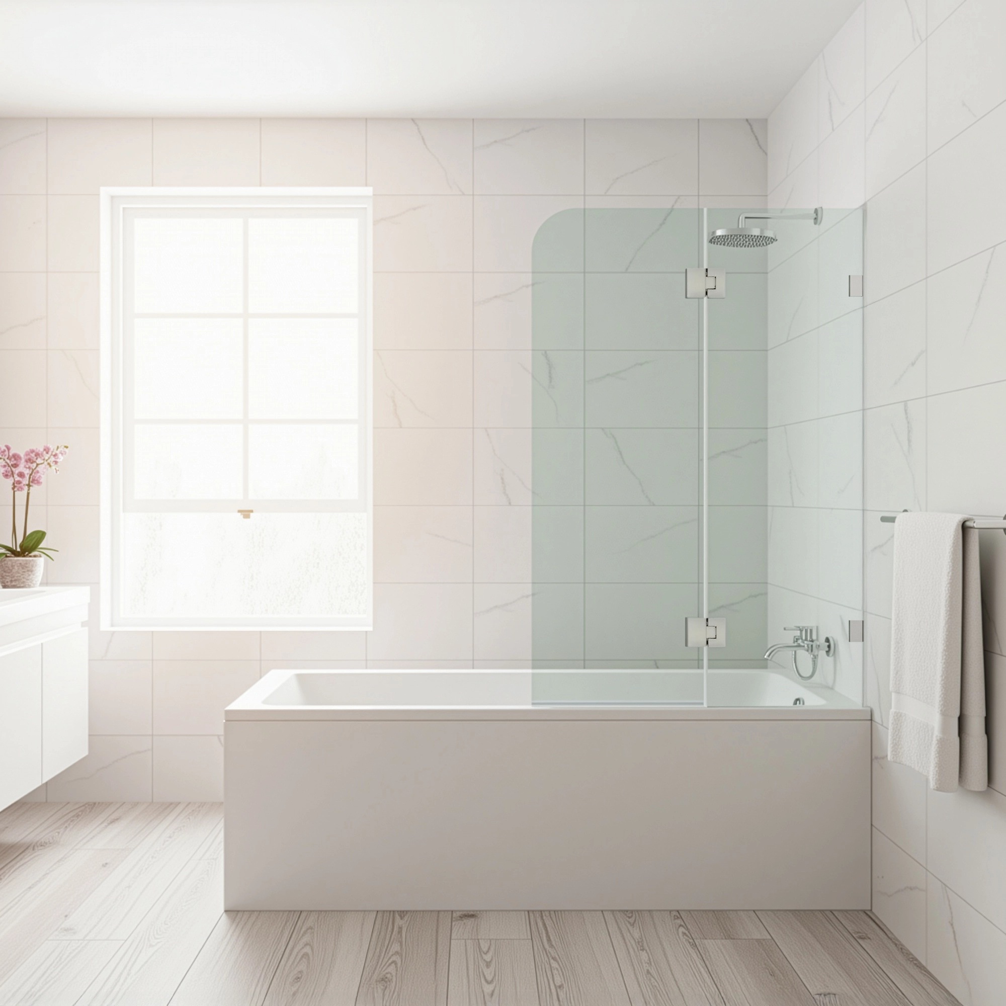Buy 120cm Frameless Glass Bath Screen with Brass Brackets - White ...