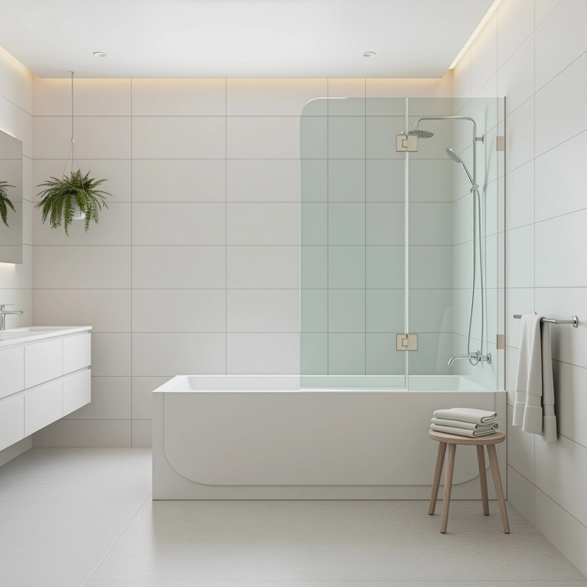 Buy 120cm Frameless Glass Bath Screen with Stainless Steel Brackets ...