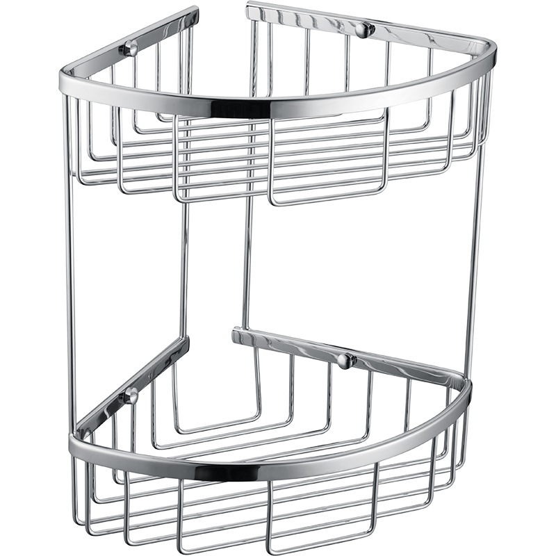 Buy 2-Tier Corner Bathroom Basket Shelf Rail Rack - MyDeal